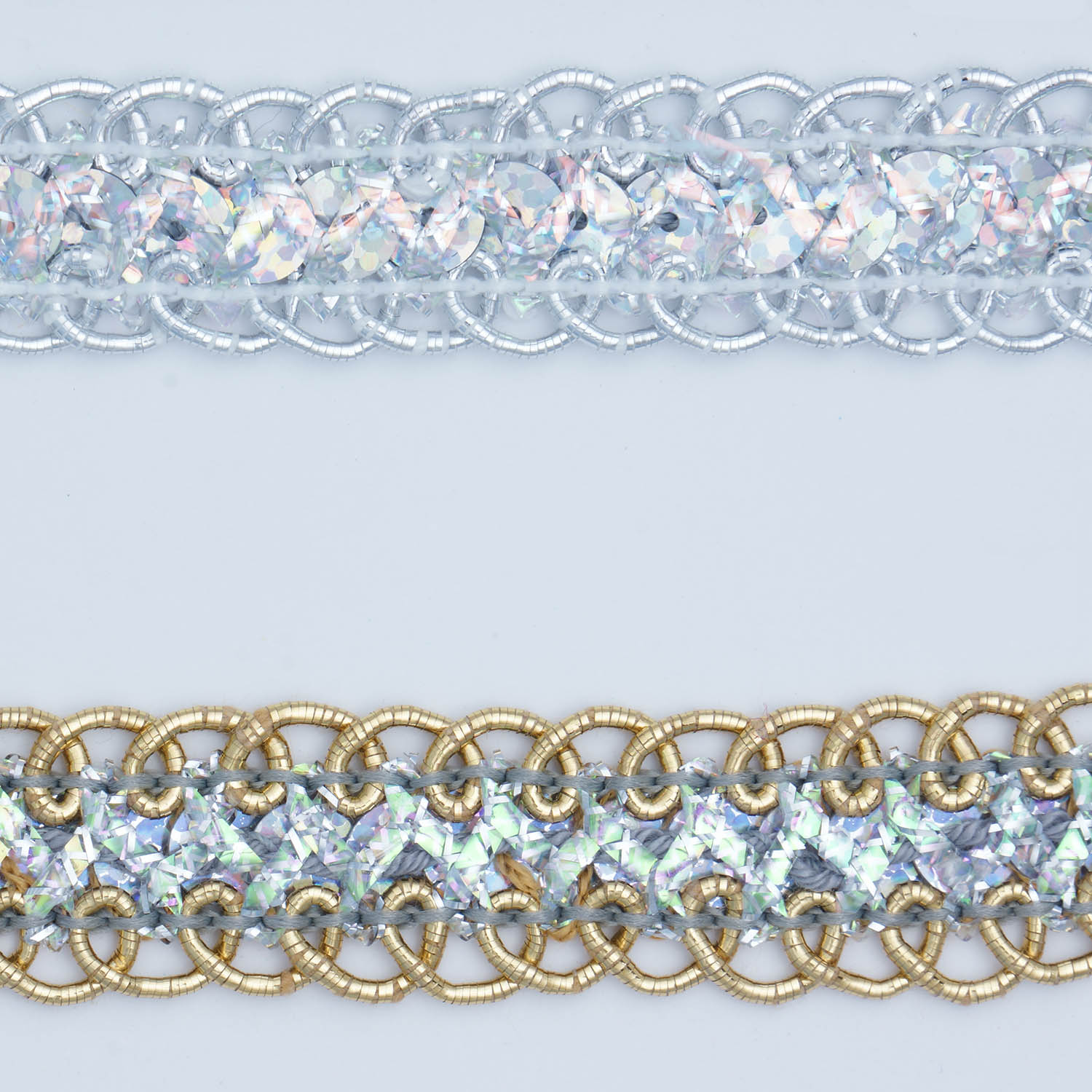 1/2 Inch Wide Sequin Lace Trim - Metallic | Wholesale Trims